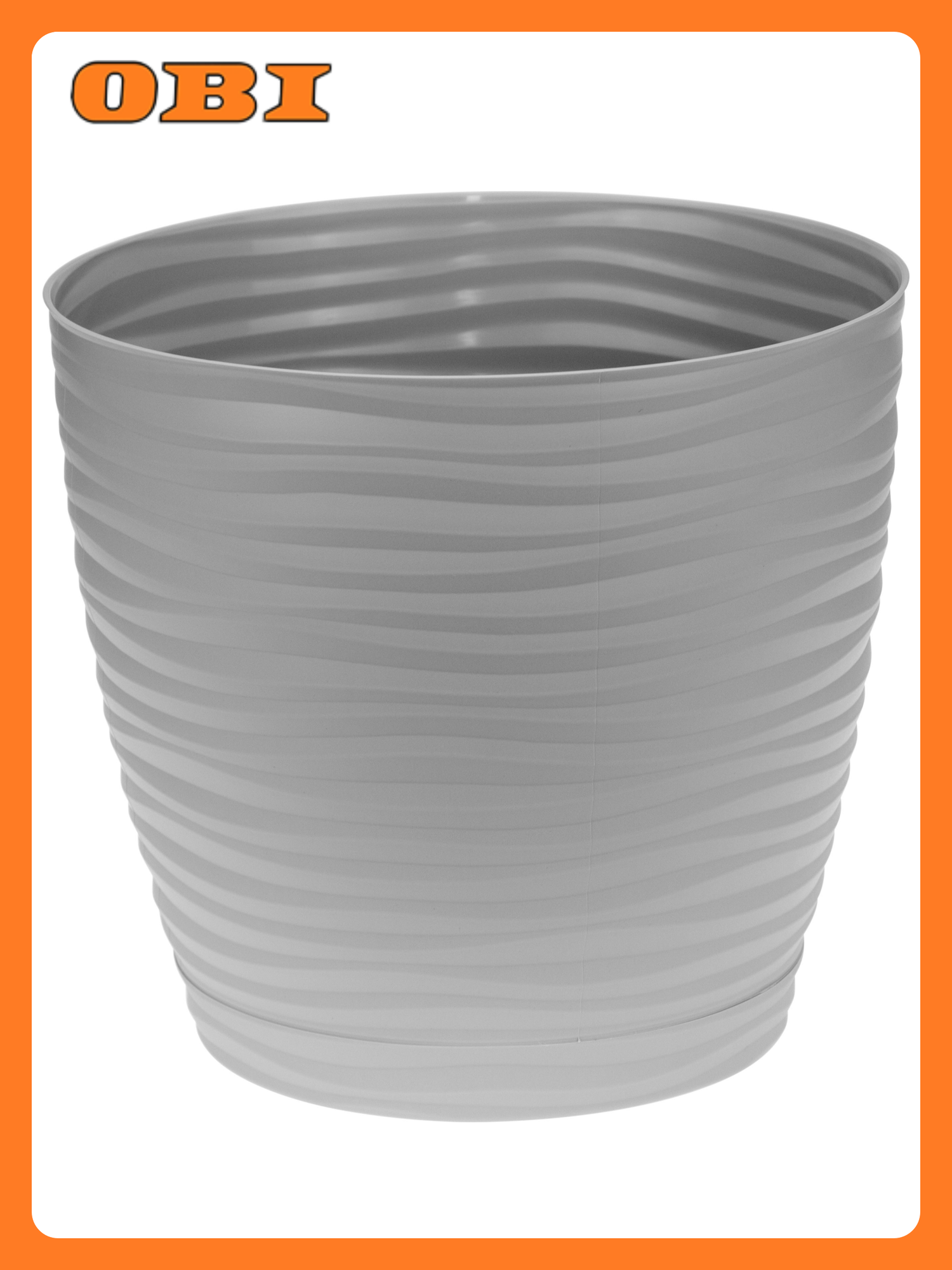 Кашпо IDEA Дюна, керамика/пластик, французское, серое, с поддоном