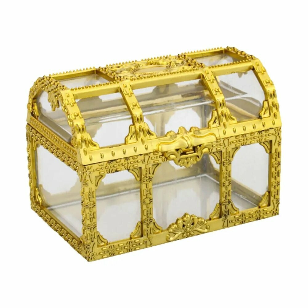 Сундук сокровищ, мини-коробка для подарков на свадьбу, детский душ, выпечка, вечеринка, золотой, прозрачный, декоративный контейнер