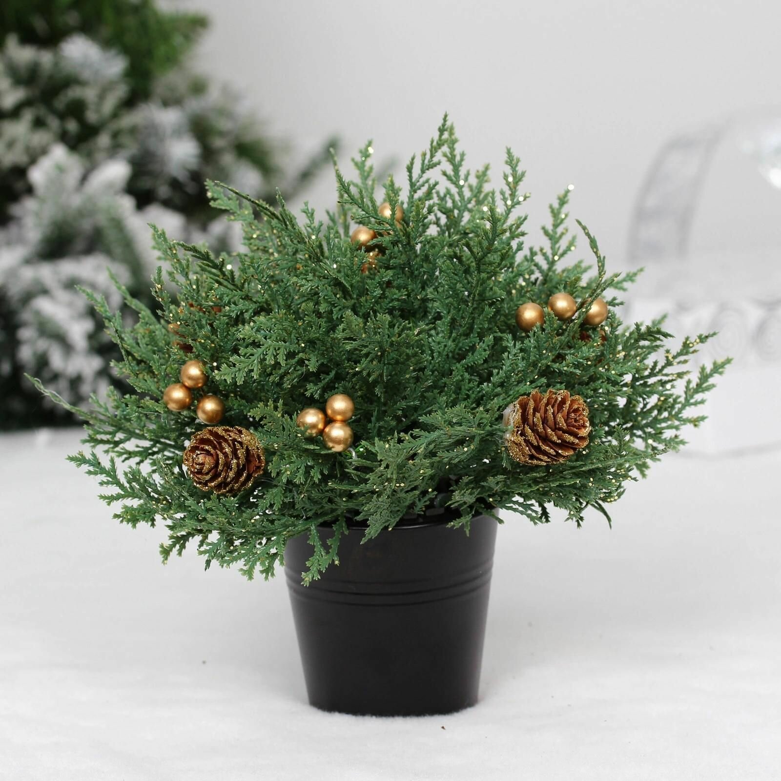 Хвойная композиция КНР "Зимняя хвоя" 22х22х15 см, зеленая