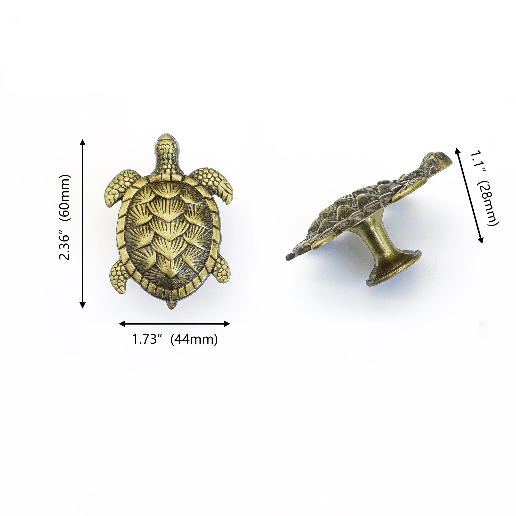 Ручки для шкафов черепаха цинковый сплав Turtle-Bronze