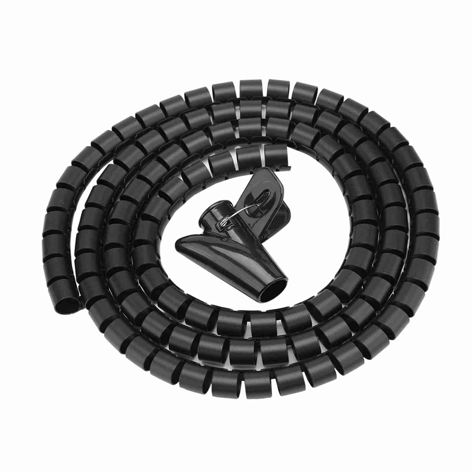 Flexible Spiral Tube Cable Organizer Wire Wrap Cord Protector Storage Black 1.5m * 16mm