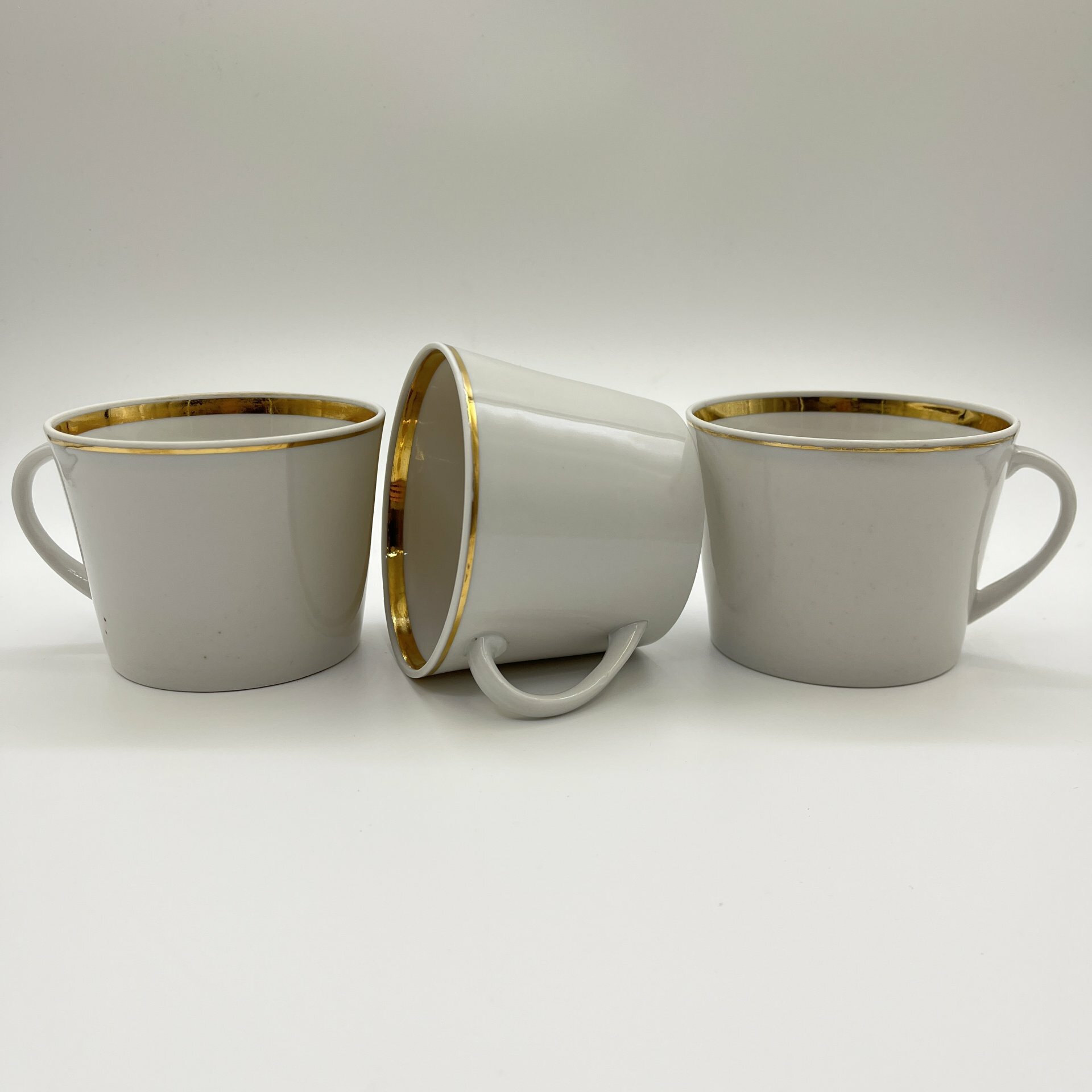Набор чашек на 3 персоны, фарфор, золочение, Дулевский фарфоровый завод (Дулёво)