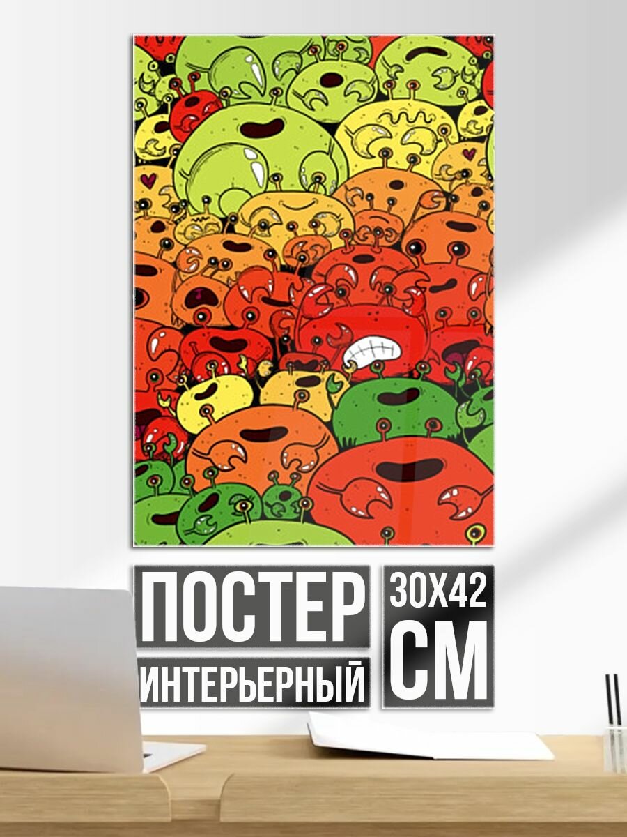 Постер на стену Весёлые крабы