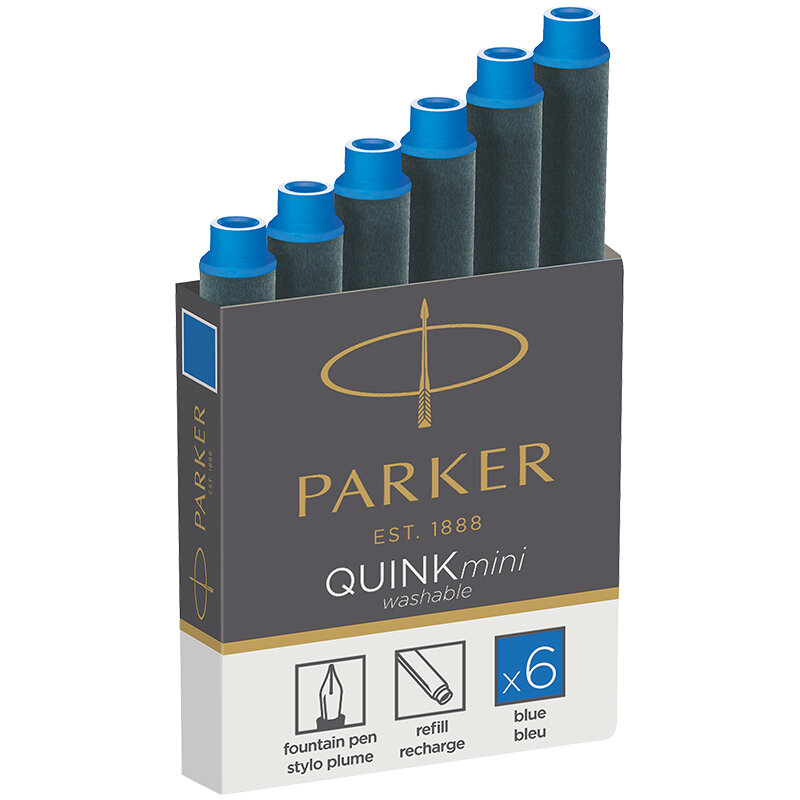 Картриджи чернильные Parker "Cartridge Quink Mini" синие, 6шт, картонная коробка