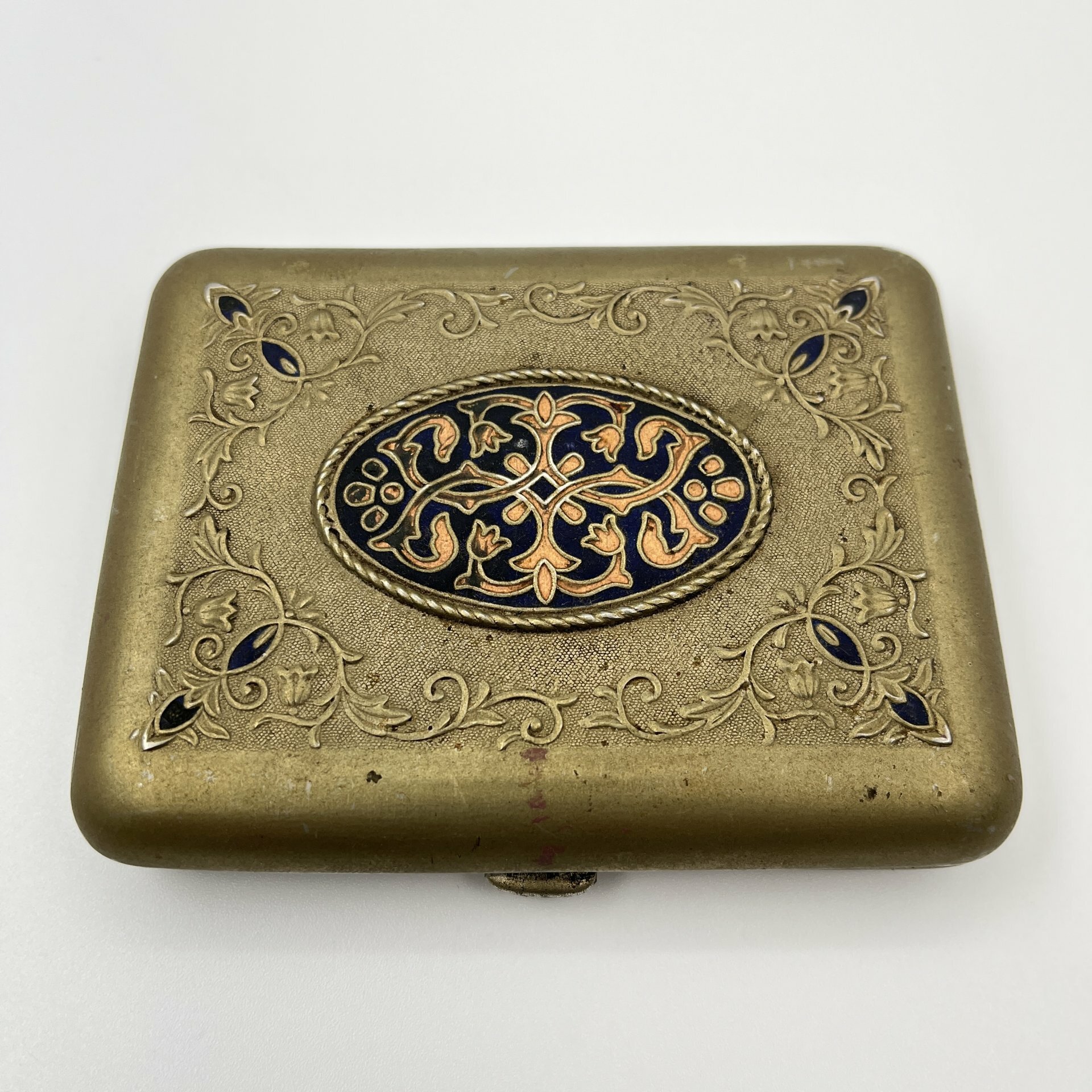 Портсигар с растительным декором, металл, эмаль