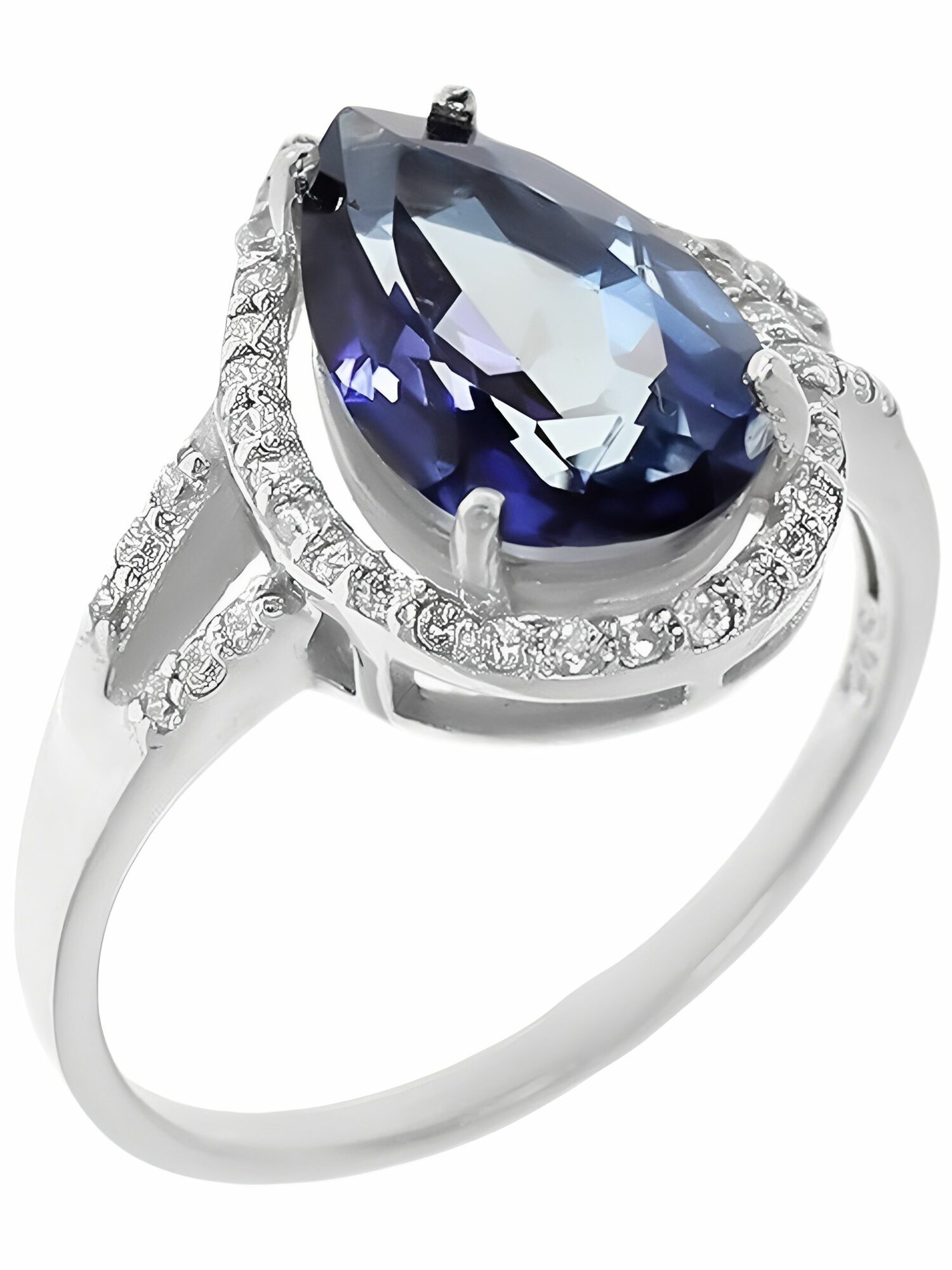 Кольцо тонкое, серебро, 925 проба, родирование, фианит