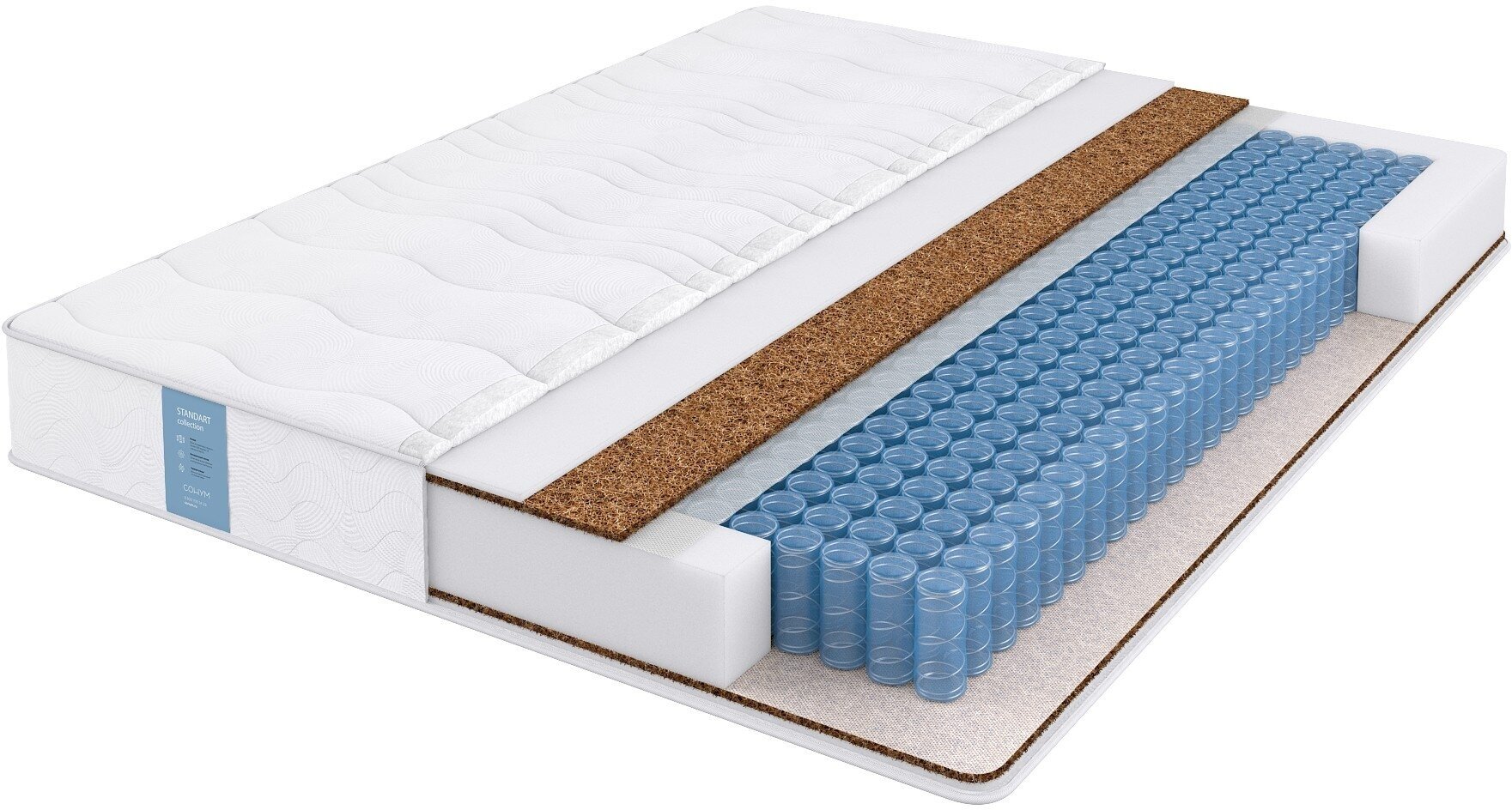 Матрас Сонум Standart Middle 90х190 высота 21 см анатомический средней жесткости кокосовый Независимые пружины