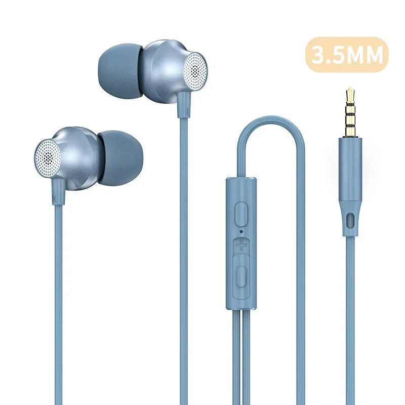 Проводные наушники 9D HIFI с шумоподавлением 3.5MM AUX Blue