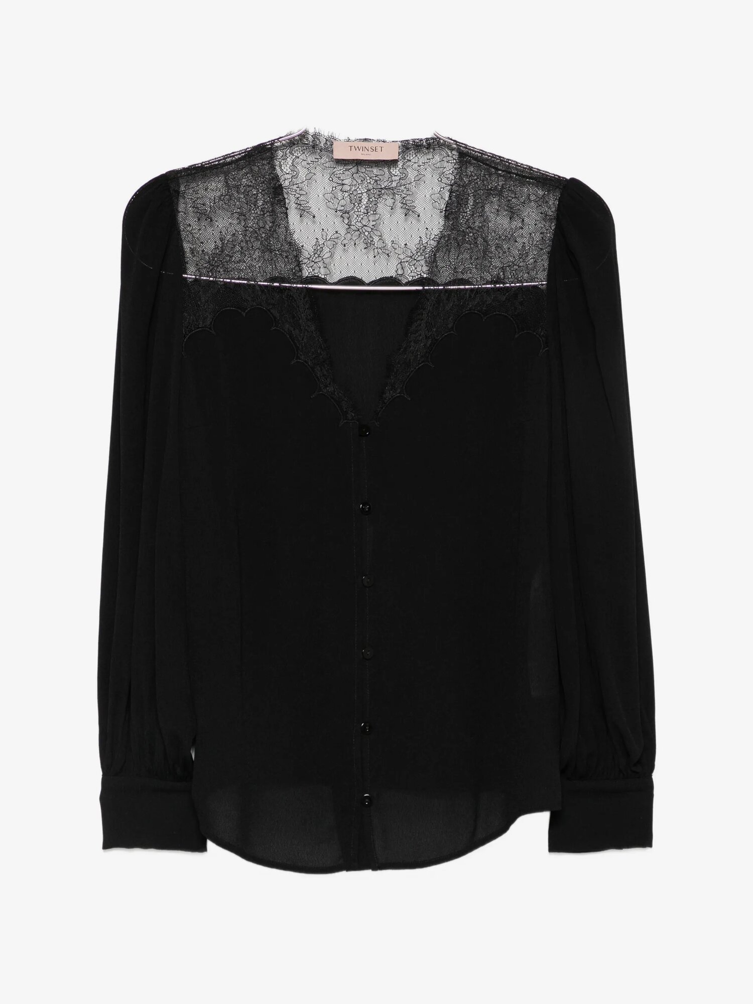 Блуза Lace-trim button-up blouse