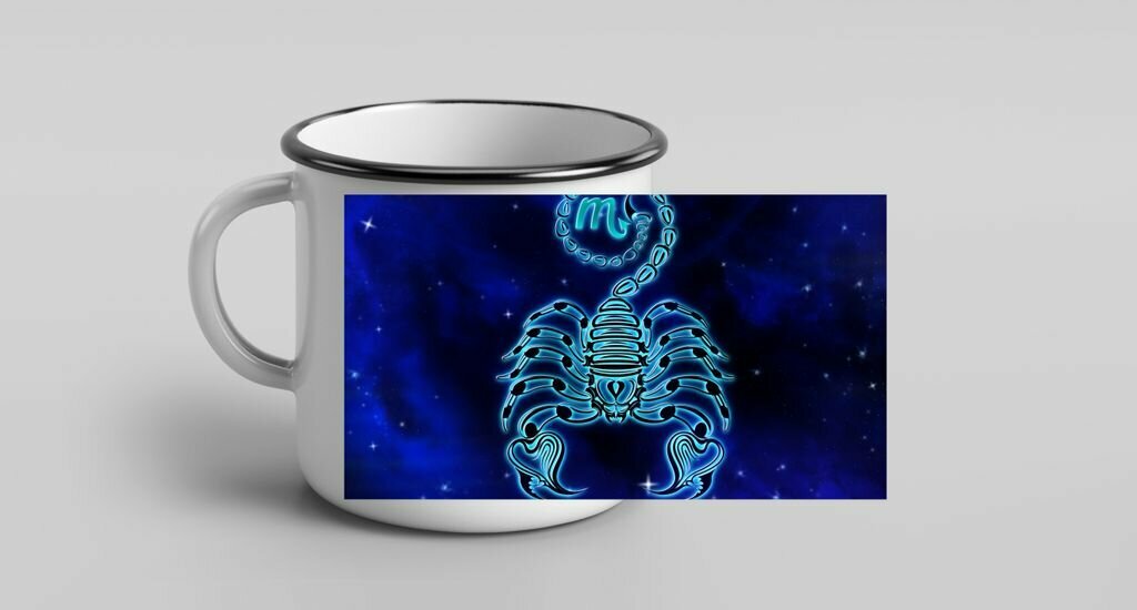 Кружка металлическая эмалированная со знаком зодиака Скорпион №9