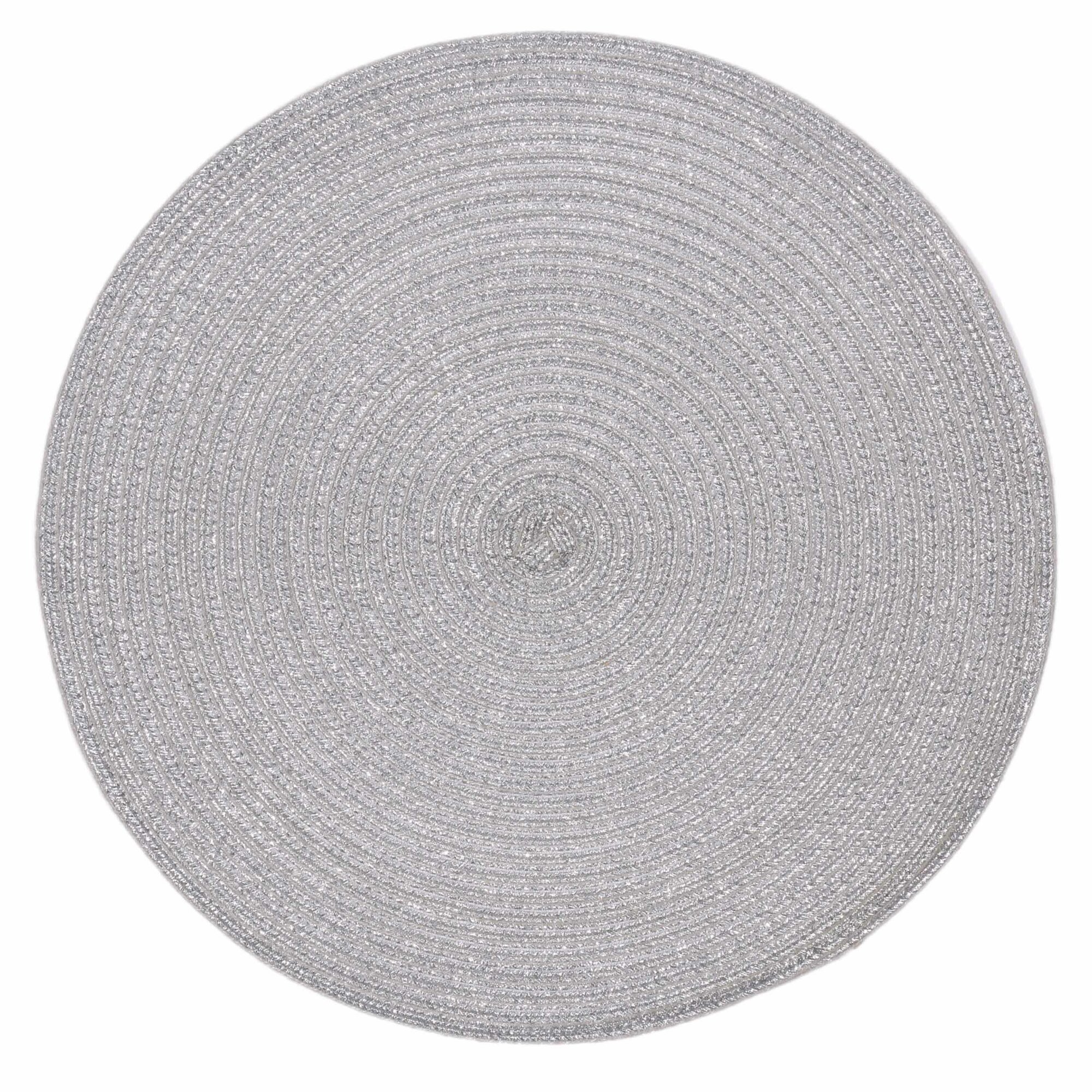 Салфетка под приборы, 38 см, полиэстер, круглая, серебристая, Rotary shine, Kuchenland