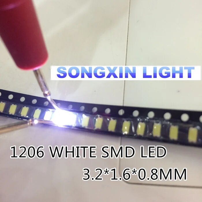200 шт. SMD 1206 белые светодиоды XIASONGXIN LIGHT