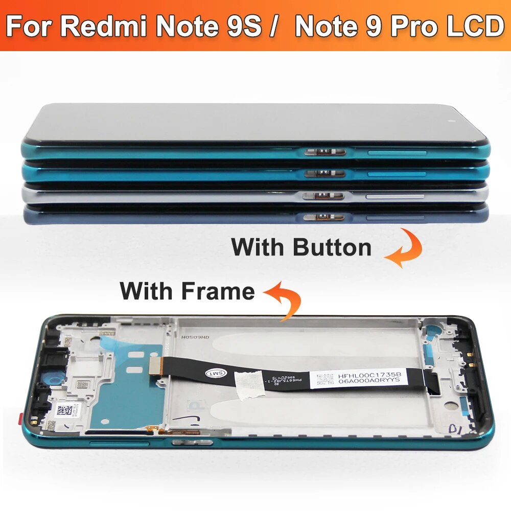 Дисплей Xiaomi Redmi Note 9S/Pro, Silver With Frame — фото 1
