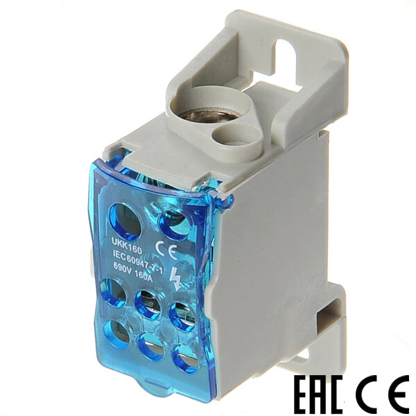 Распределительный блок JHUKK-160 1 полюс 160А 1 шина 8 присоединений