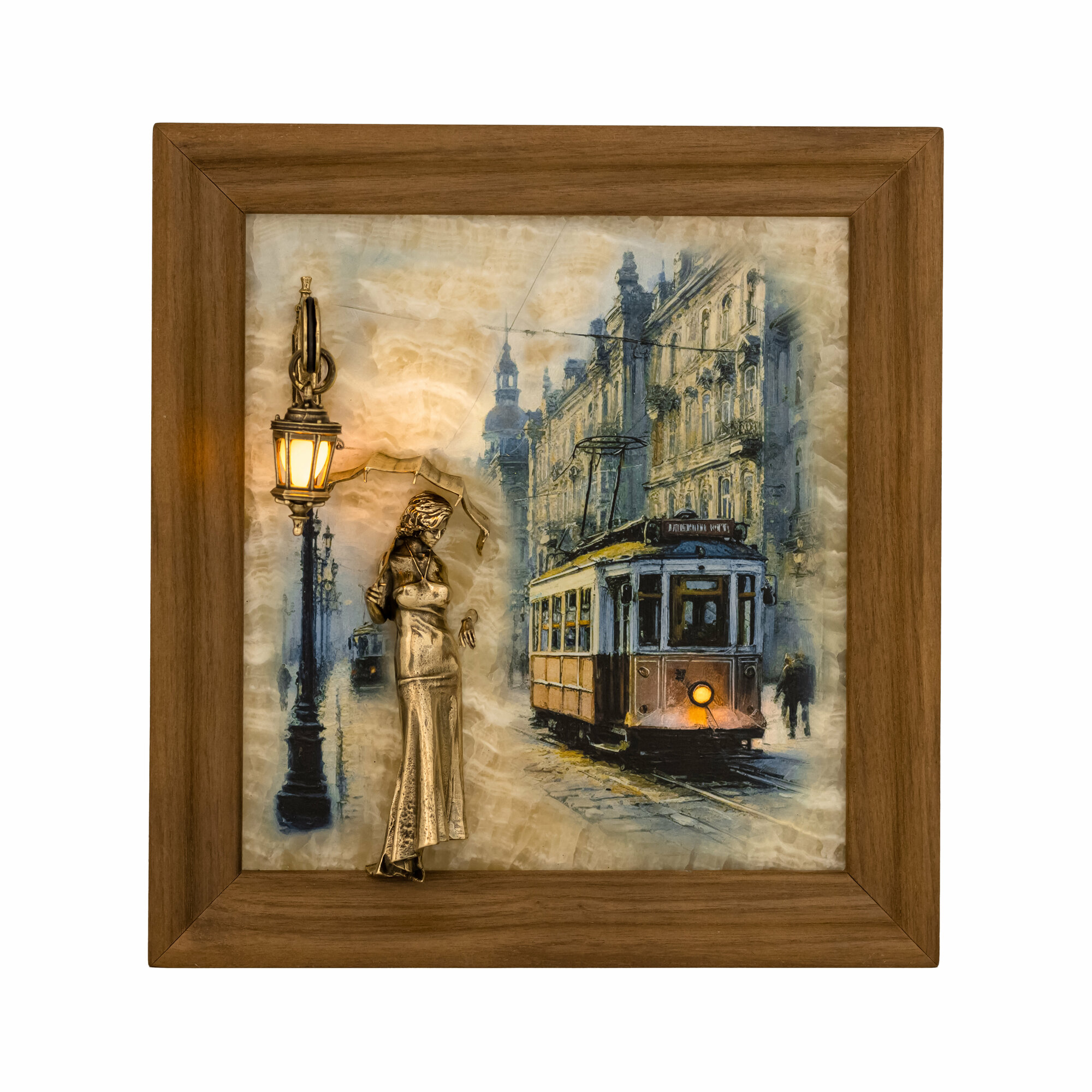 Картина на ониксе Девушка с подсветкои ретро (ВхШхД 7см./23см./25см.)