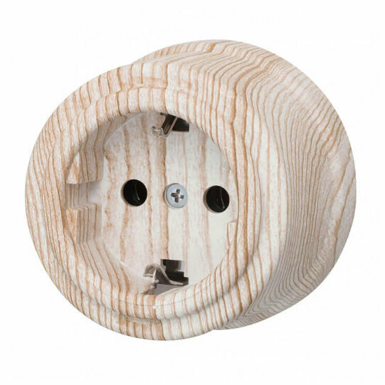 BIRONI Карельская сосна Розетка с заземляющим контактом, пластик