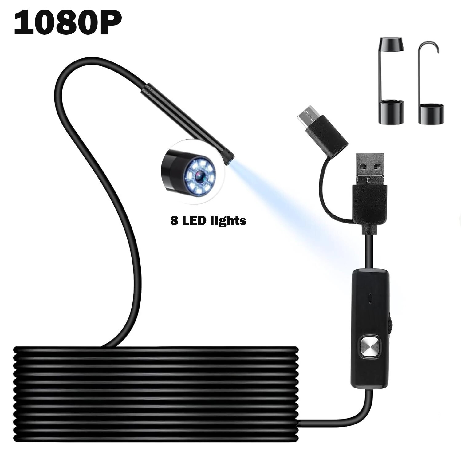 1080P Android эндоскопическая камера 3 в 1 Micro USB Type C Бороскоп Мини-камера Водонепроницаемая светодиодная промышленная камера для осмотра автомобиля