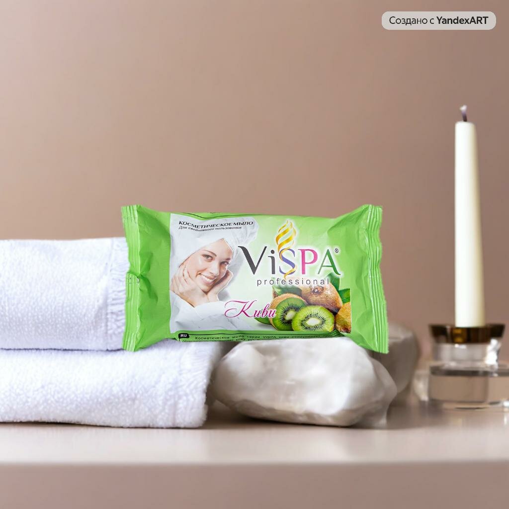 Твердое косметическое мыло "Киви" от бренда "VISPA" весом 170 грамм