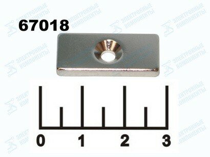 Магнит P с отверстием d4 25*12*3 прямоугольник неодимовый (~6кг) (м170)