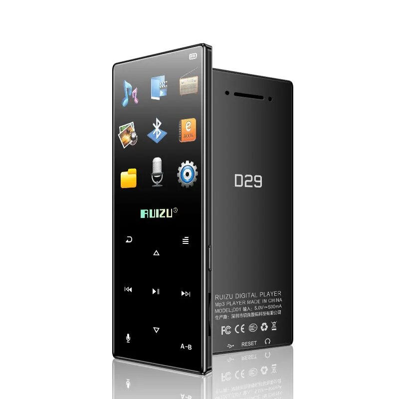 RUIZU D29 Bluetooth MP3-плеер Портативный аудио 8 ГБ/16 ГБ Музыкальный плеер Встроенный динамик Поддержка FM, записи, электронных книг, часов, шагомера