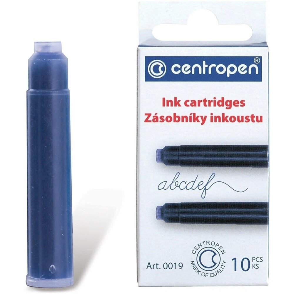 Картриджи чернильные Centropen комплект 10 штук, в упаковке, 0019, синие (19)