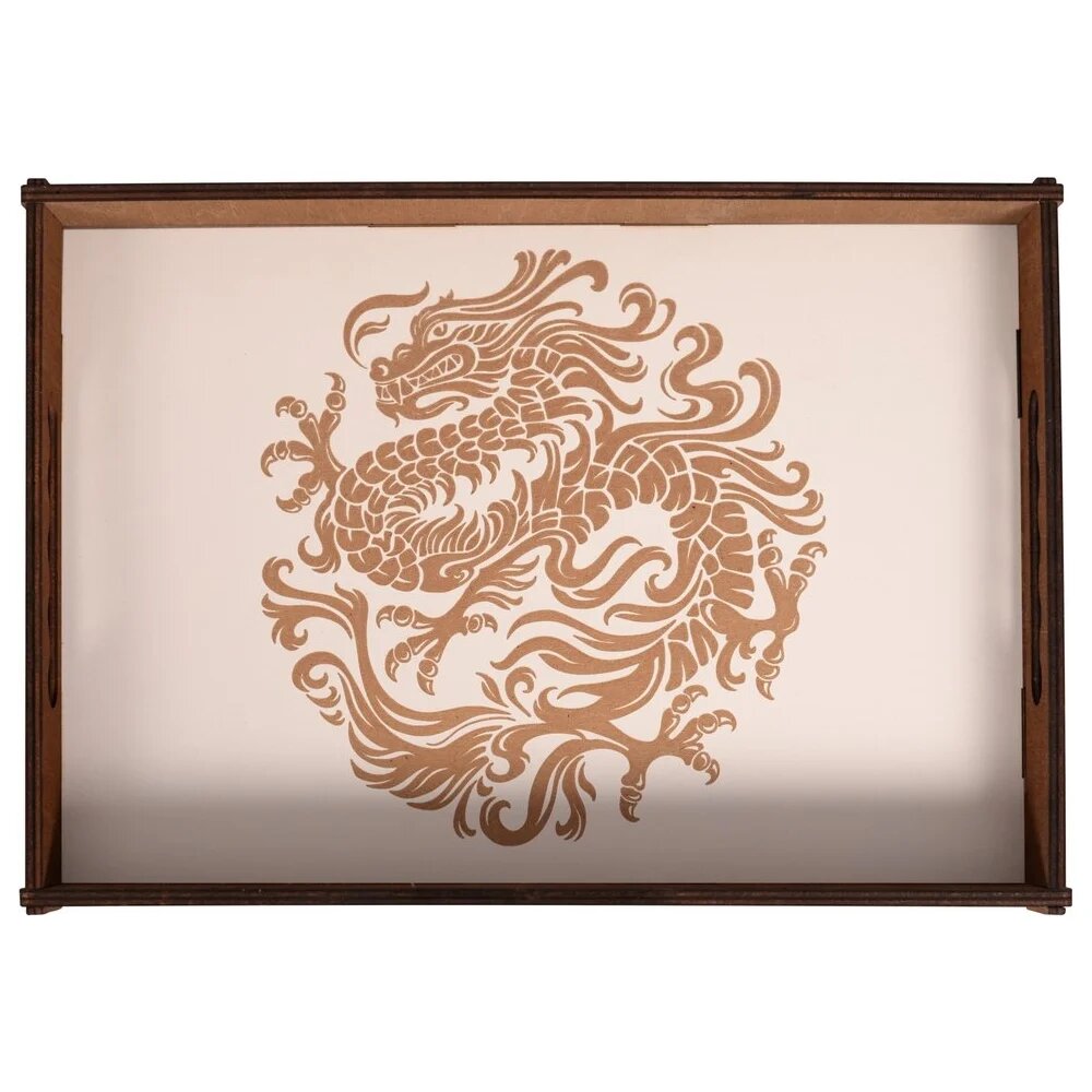Мультидом Поднос "Лунный Дракон". Размер 35x25x4 см (бежевый) МБ88-470