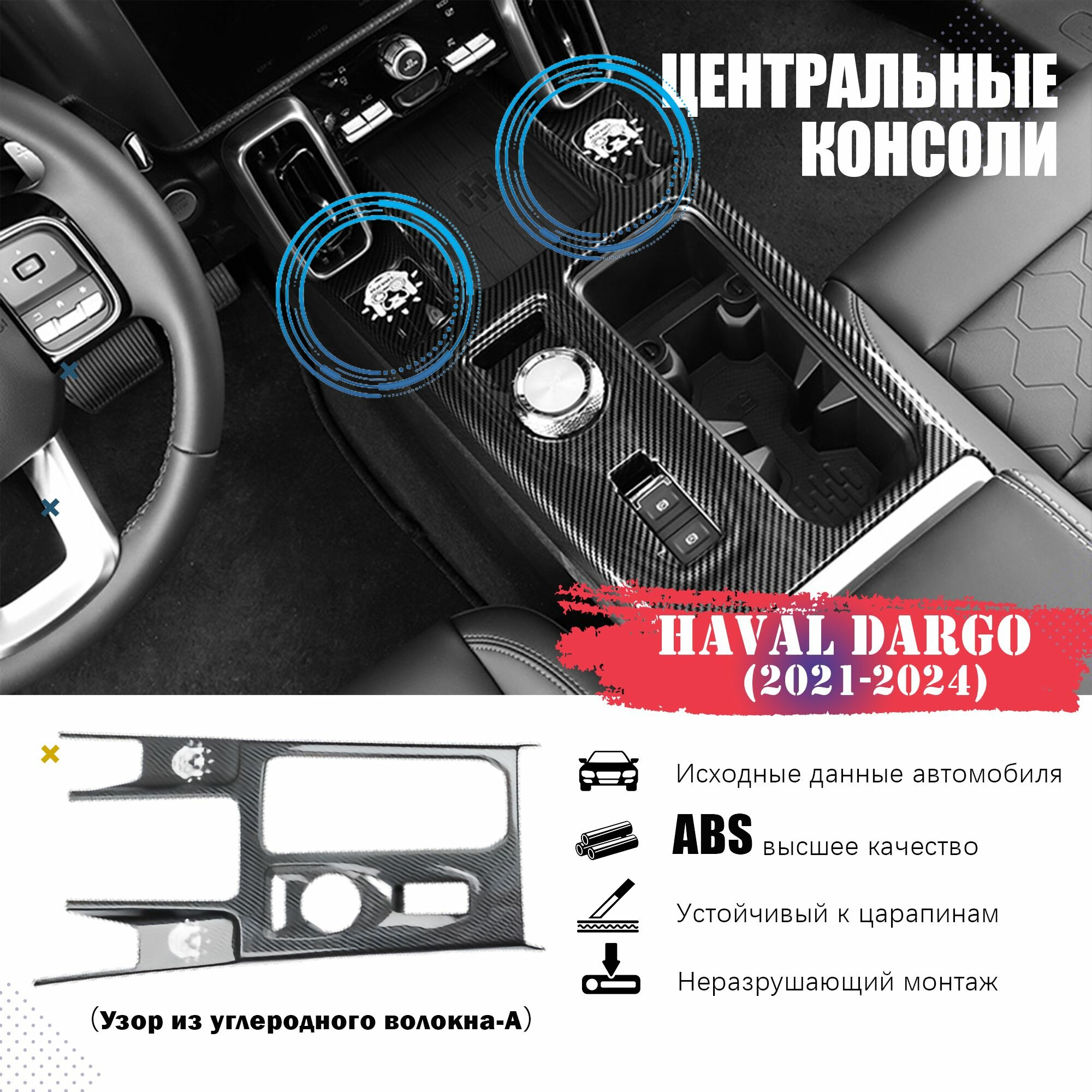 Декоративная панель центральной консоли накладка для Haval Dargo 2021-2024