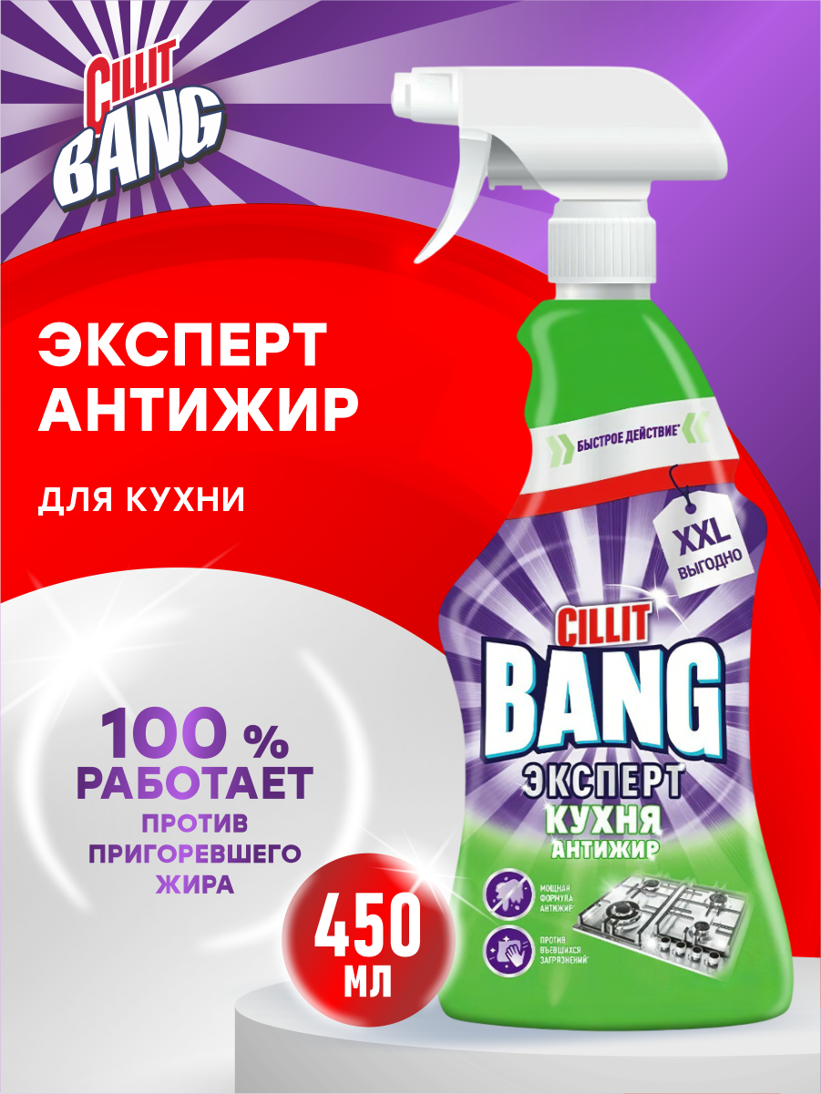 CILLIT BANG Мощное средство Анти-Жир+Сияние 450 мл. спрей