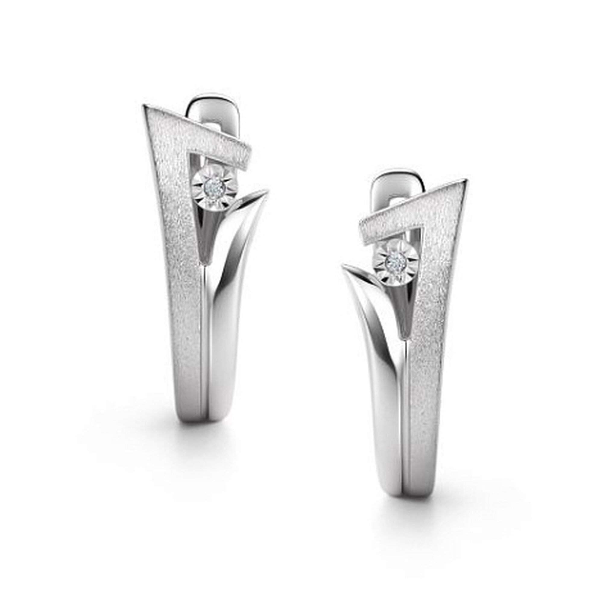Серьги, серебро, 925 проба, родирование, бриллиант