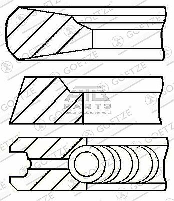Кольца поршневые Scania DS14 d127.0 STD 3.16-2.39-4.75 на 1 цил Goetze