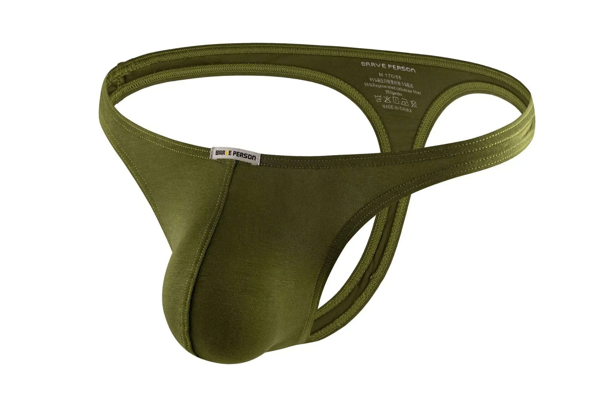 Трусы из модала, мужское мягкое нижнее белье, сексуальные трусы-бикини с выпуклым мешочком, дышащие трусы, удобные трусики с Т-образной спинкой, стринги XL, Зеленый, Olive green