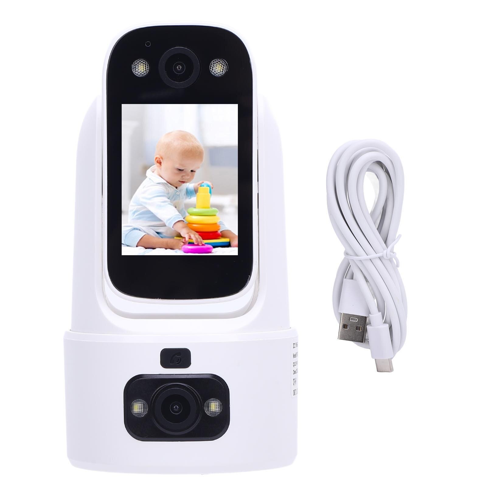 Камера для видеозвонков с 2,8-дюймовым HD-экраном 1080P, внутренняя камера безопасности с двумя объективами, 2,4G WiFi-камера с функцией обнаружения движения