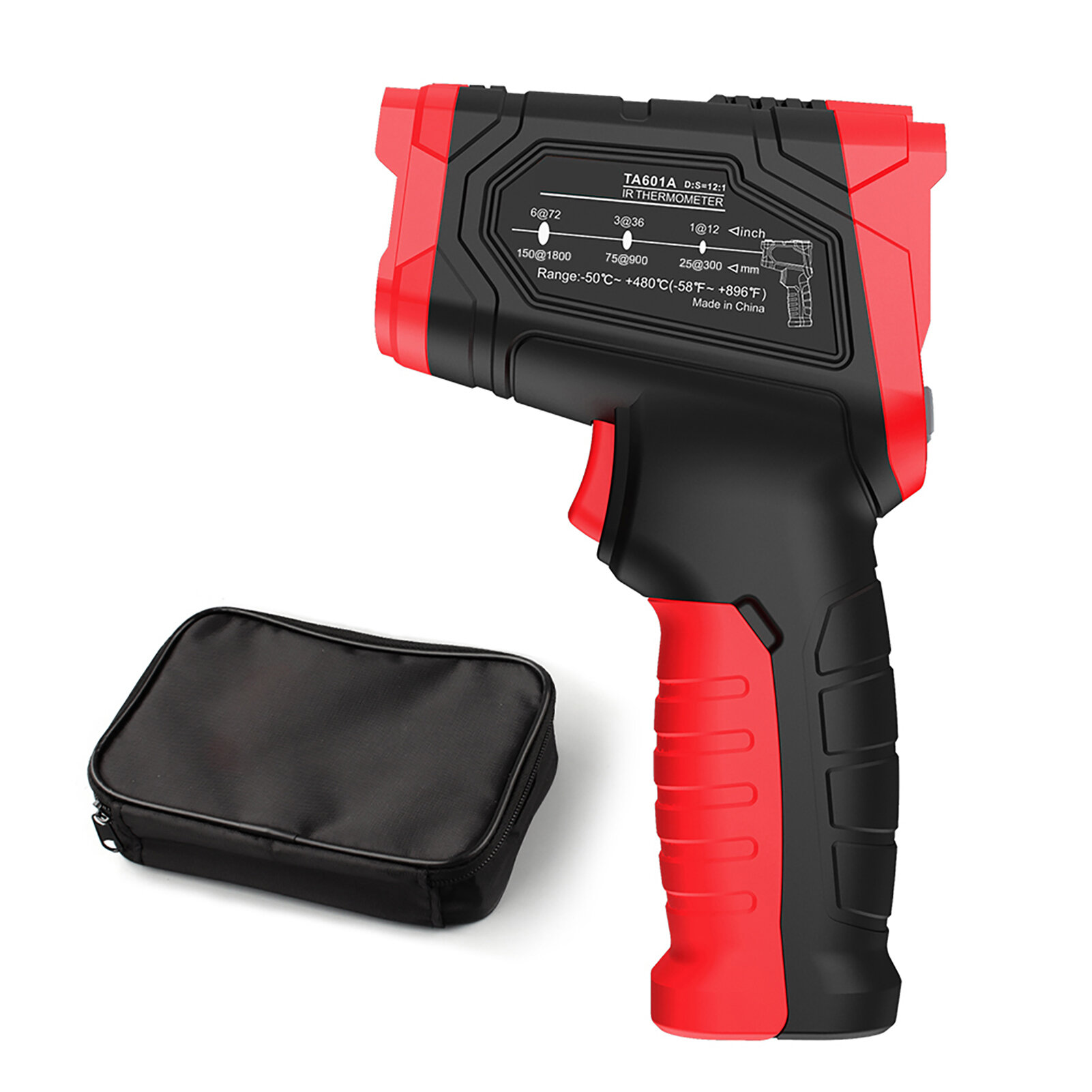 ИК-инфракрасный цифровой портативный термометр, пирометр 12:1 с цветным ЖК-дисплеем и подсветкой, градусы Цельсия и Фаренгейта: -50–880℃ (-58–1616℉).