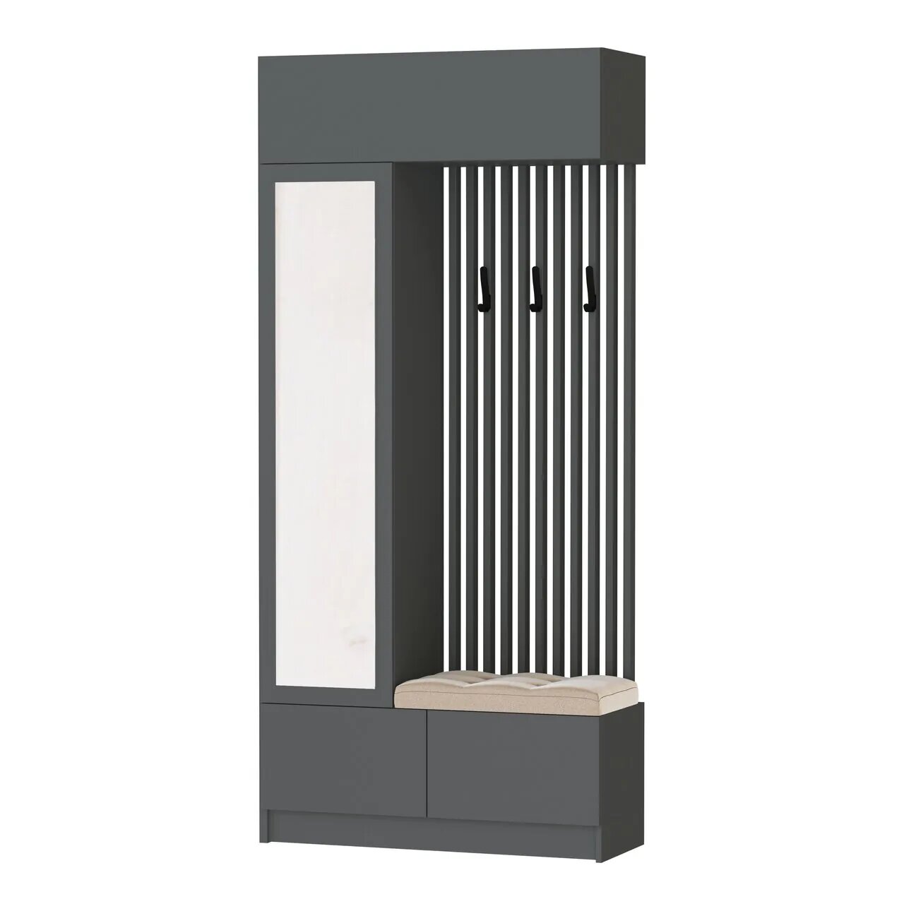 Прихожая «Руэлла» центральная секция, ЛДСП (Графит серый) 100х40х220