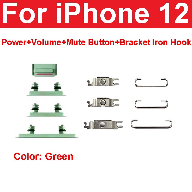 1 комплект Кнопка отключения звука + кронштейн железный крюк для iPhone 11 Pro кнопка i12-Green