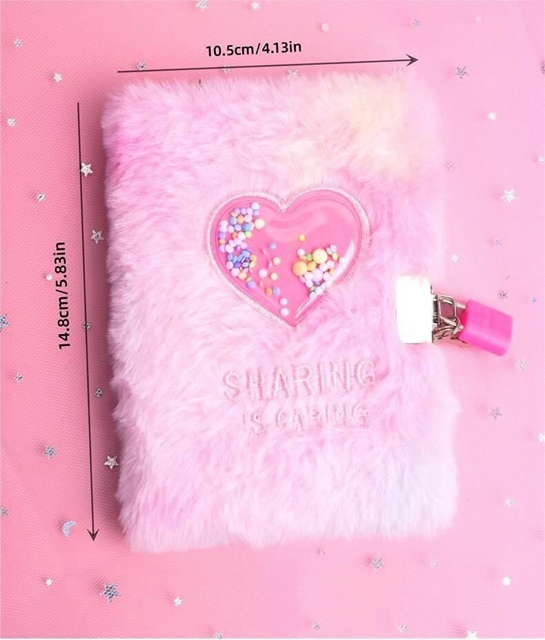 Эксклюзивный плюшевый дневник с замком для девочек, выполненный из меха, представляет собой личный пушистый блокнот