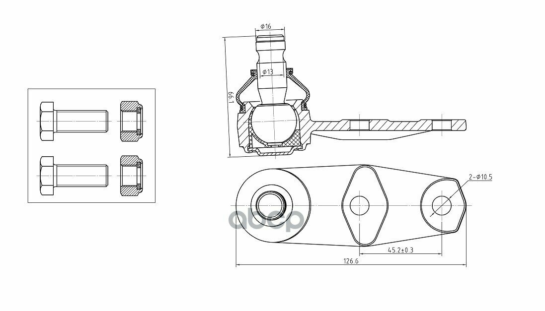 Опора шаровая перед. нижняя L/R RENAULT 19 1988-1995/Clio 1990-2005/Kangoo 1997->/Megane 1996-1999/Symbol 2000->/Twingo 1996-.