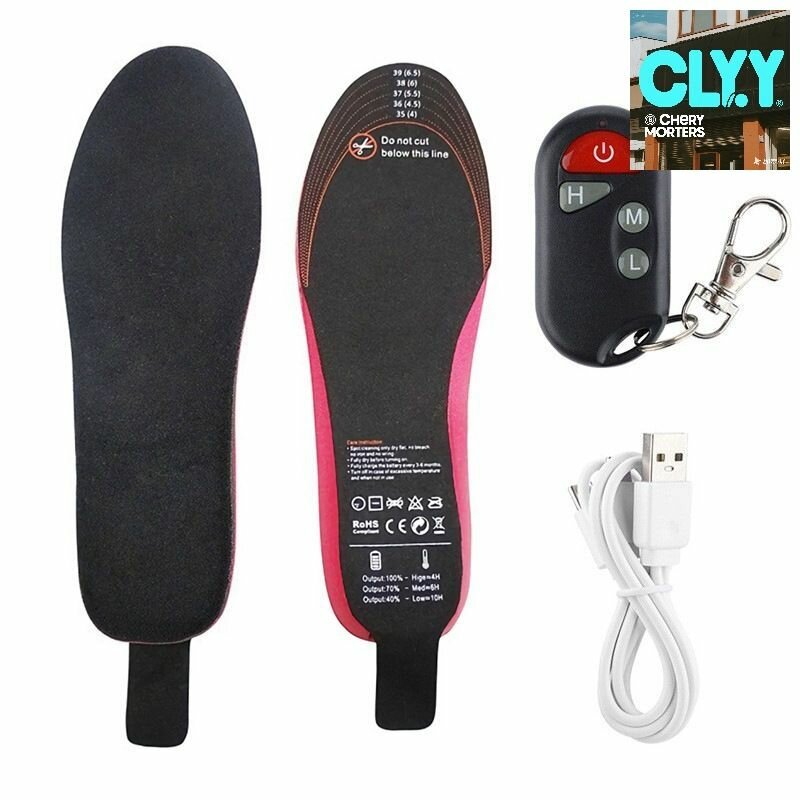 Беспроводные стельки с подогревом с дистанционным управлением, USB зарядка, 3 уровня нагрева, идеальны для зимы и активного отдыха