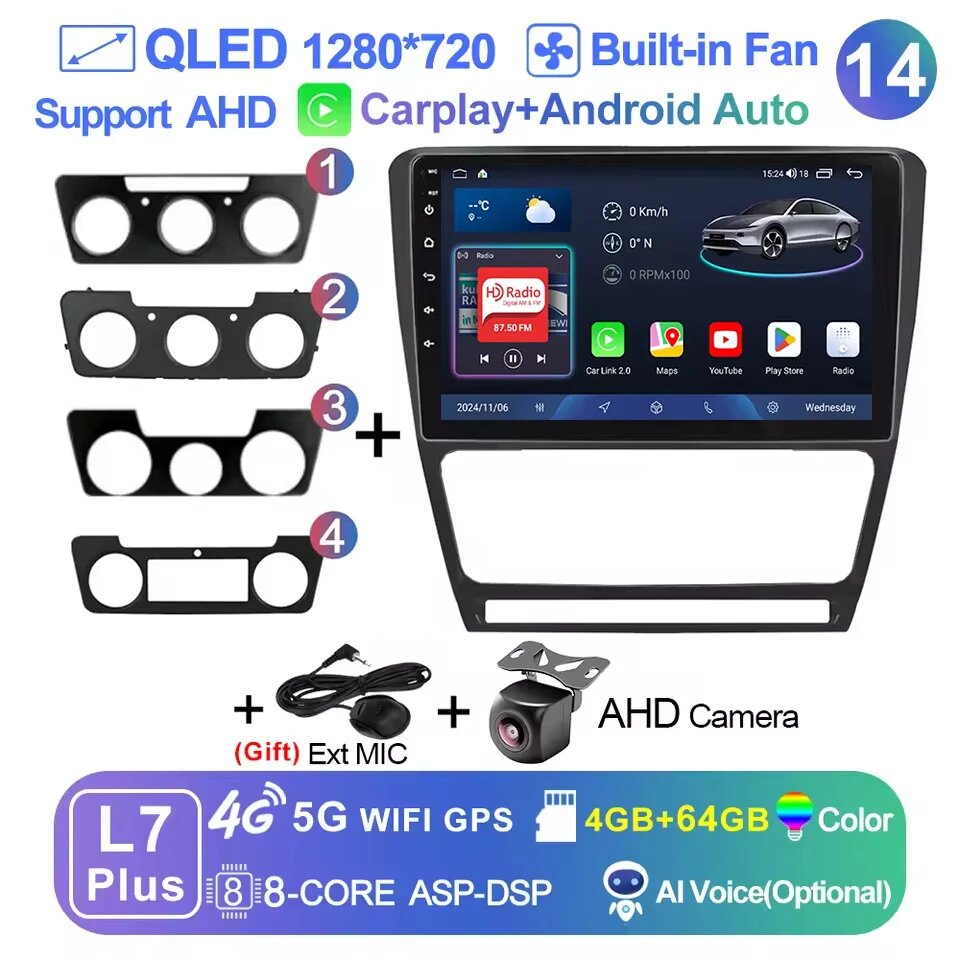 Автомагнитола LEHX Pro с голосовым ИИ на Android 12, 2 Din, мультимедийный L7 Plus(4-64GB)CAM