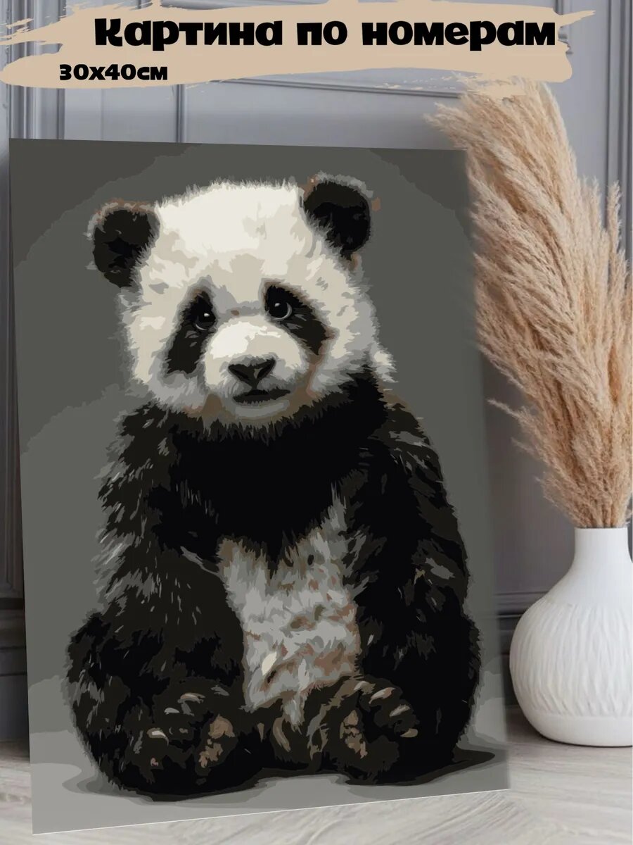 Картина по номерам маленькая панда