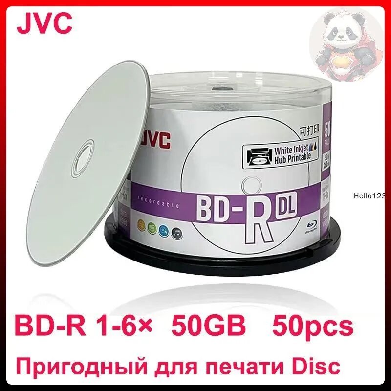 Диск для записи BD-R, 50 ГБ, 50 шт, Jewel Box, Китай, Белый/фуксия