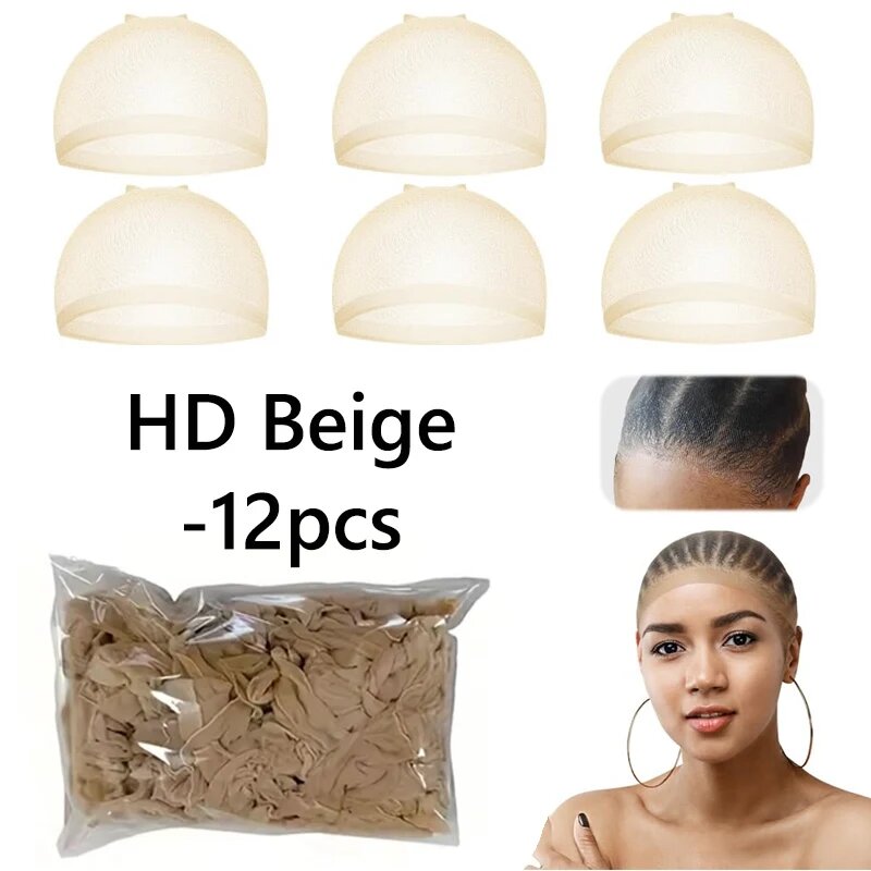 Прозрачные шапочки-носки для париков Flechazo, 10 штук HD-beige-12pcs