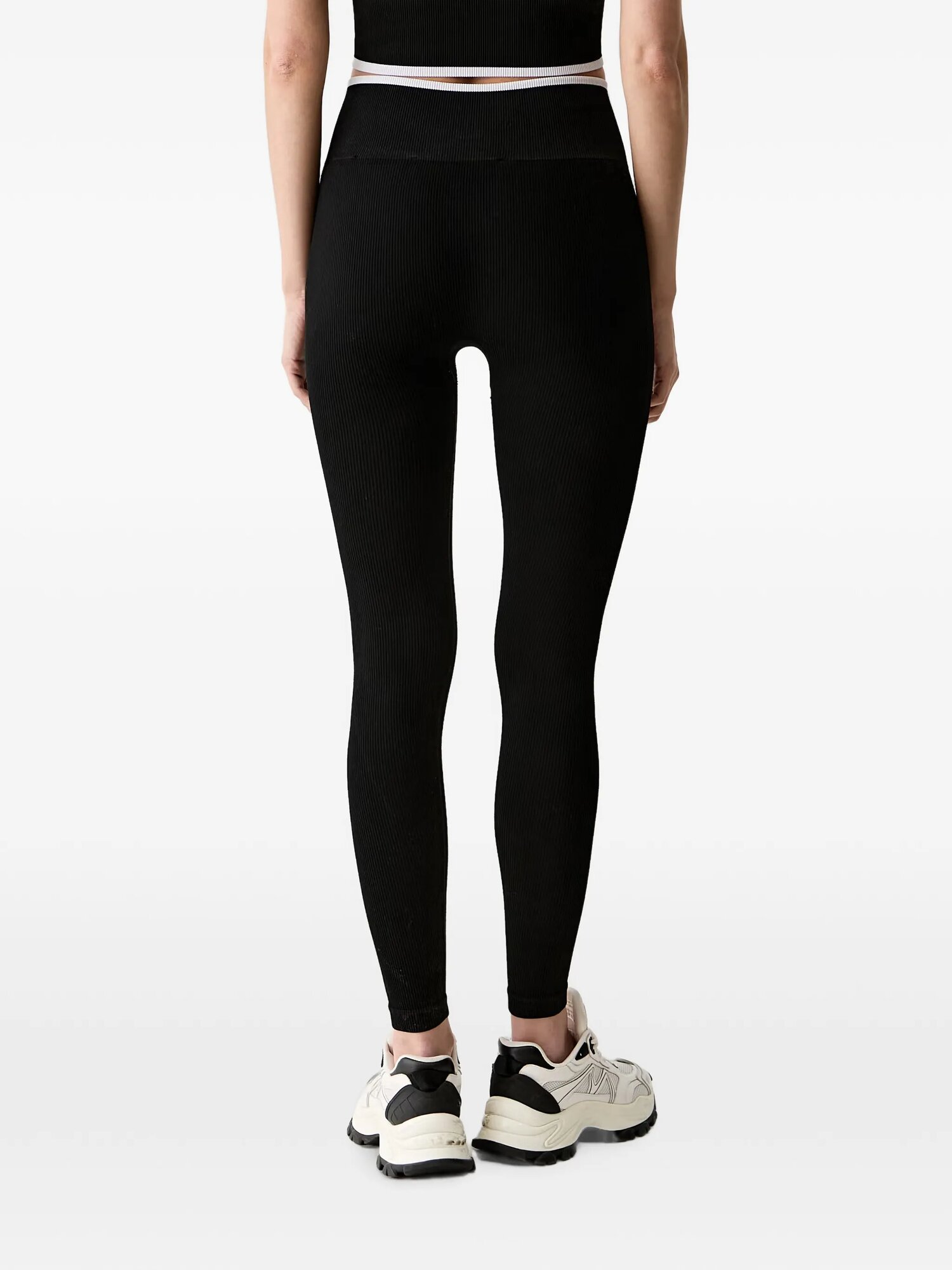Легинсы Karl Lagerfeld Logo-patch ribbed-knit leggings, размер 34, black — фото 1