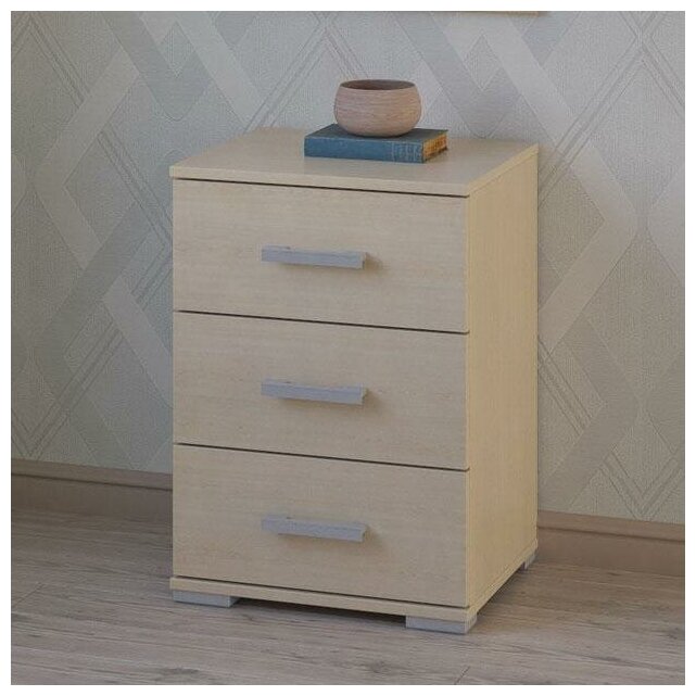 Низкий узкий комод-тумба 3 ящика 45х37.4х63.2 см. МагМебель 83 дуб молочный