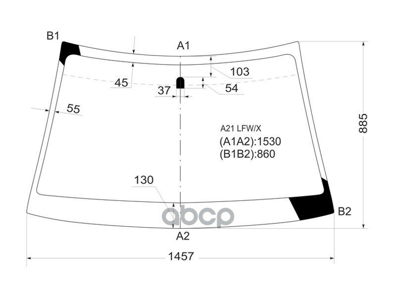 Стекло лобовое Chery Fora A21 06-10 / Vortex Estina 08-14 XYG арт. A21 LFW/X