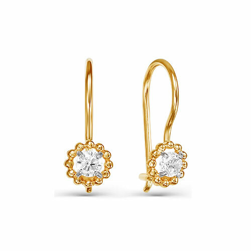 Серьги, красное золото, 585 проба, фианит