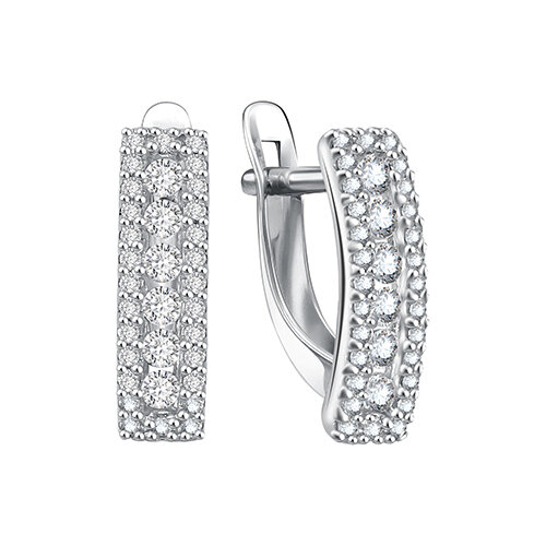 Серьги, серебро, 925 проба, фианит
