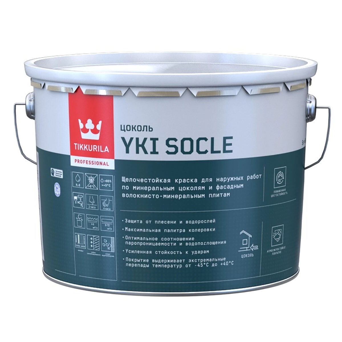 Краска TIKKURILA YKI SOCLE для цоколя, щелочестойкая, матовая, база С 9л