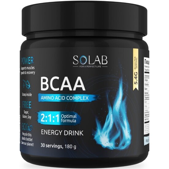 БАД Solab BCAA 2:1:1 Энергетик 30 порц. 180г.