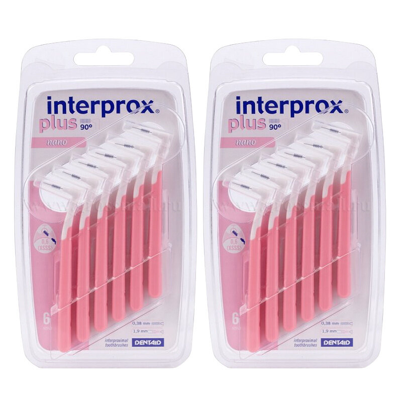 Комплект ершиков для брекетов Interprox Plus Nano, 6 шт (0,6 мм), 2 упаковки